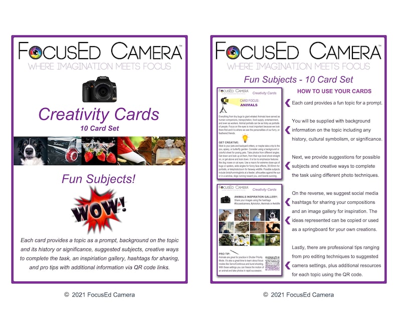 Photography Creativity Cards - Inspiration Ideas - Cheat Sheets - Learn ...