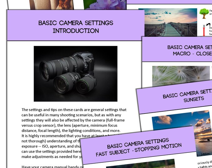 Basic Camera Settings Cheat Sheets for Beginner Photographers - Etsy