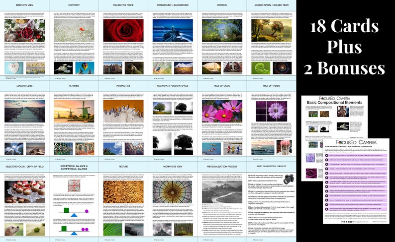 Composition Basics Cheat Sheets - 20 Card Set of Creative Techniques ...