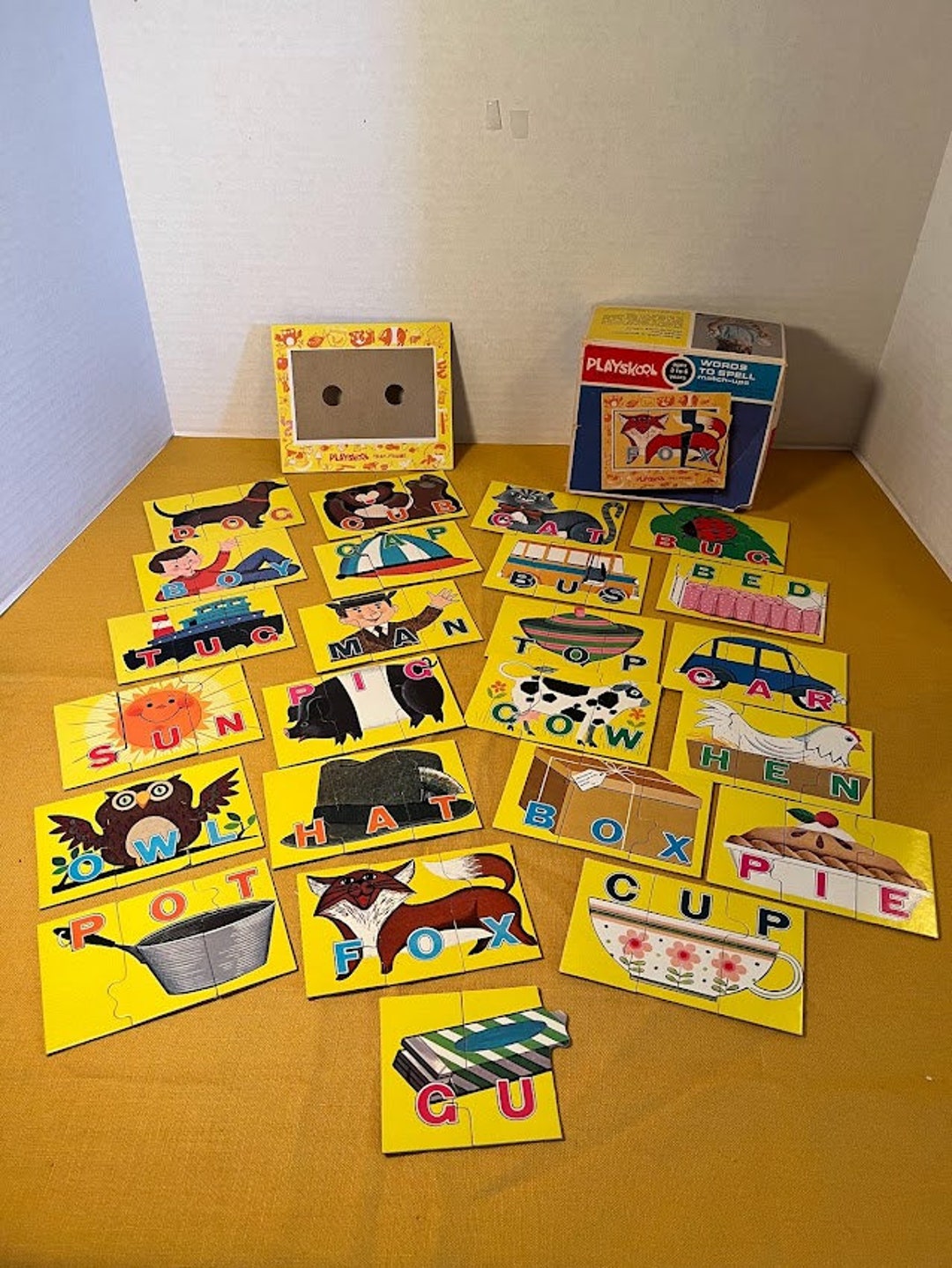 Vintage Playkskool Words to Spell Match-up Puzzle Cards 7104 Preschool ...