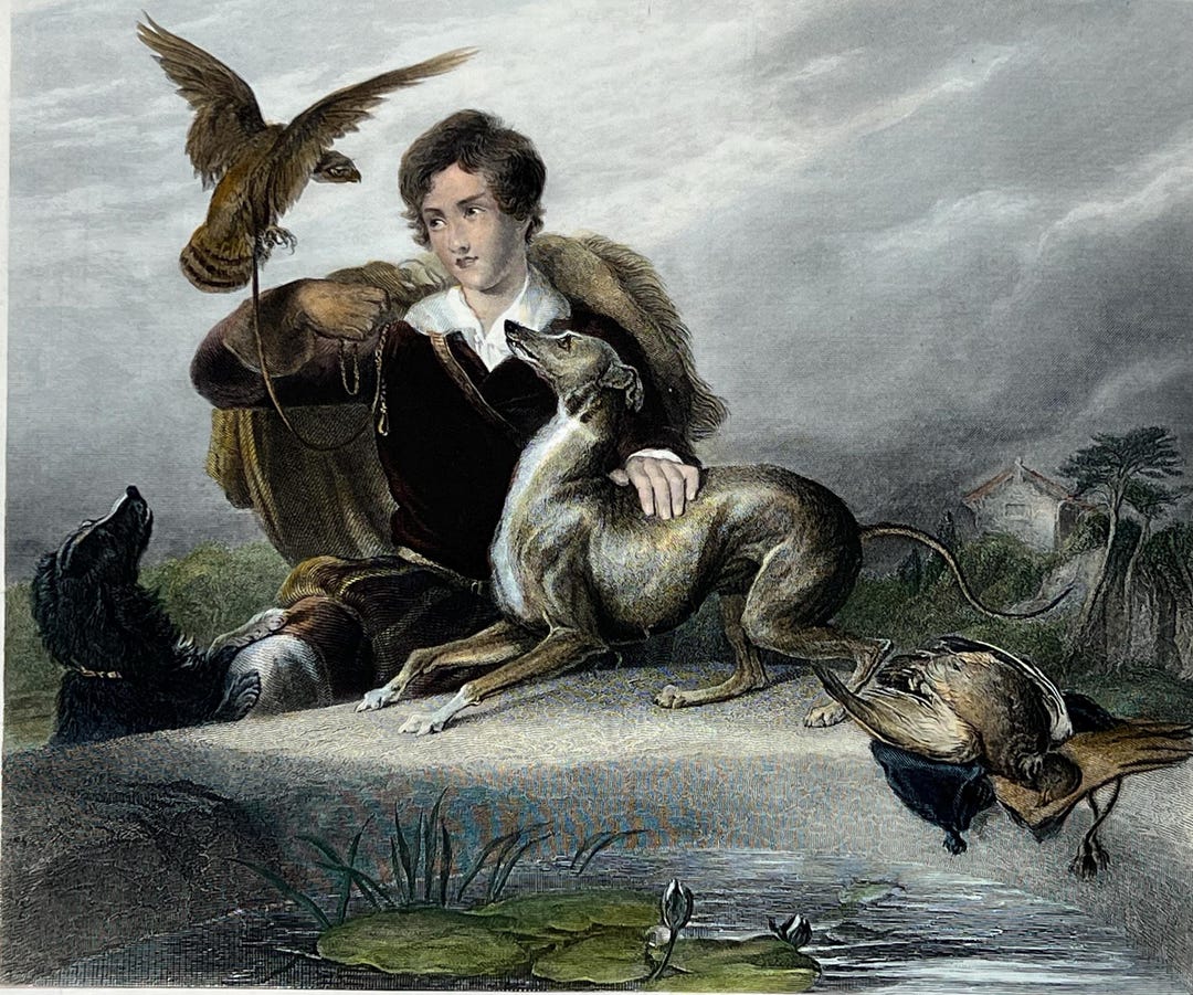 Original 1871 Landseer Chieftains Friends Print, Dog, Falcon, Hand ...