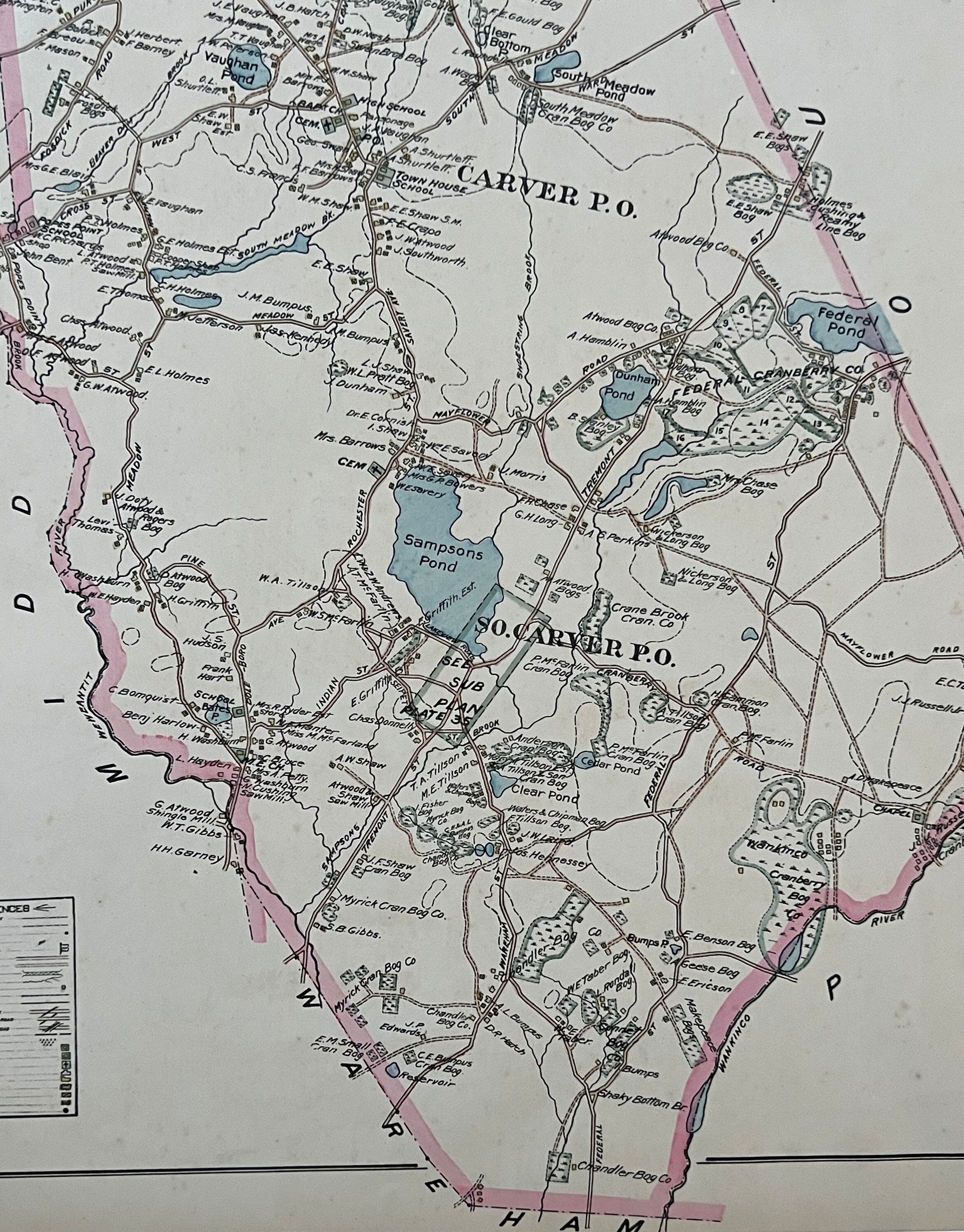 Original 1903 Wareham & Carver Map Matted-ready to Framenot - Etsy