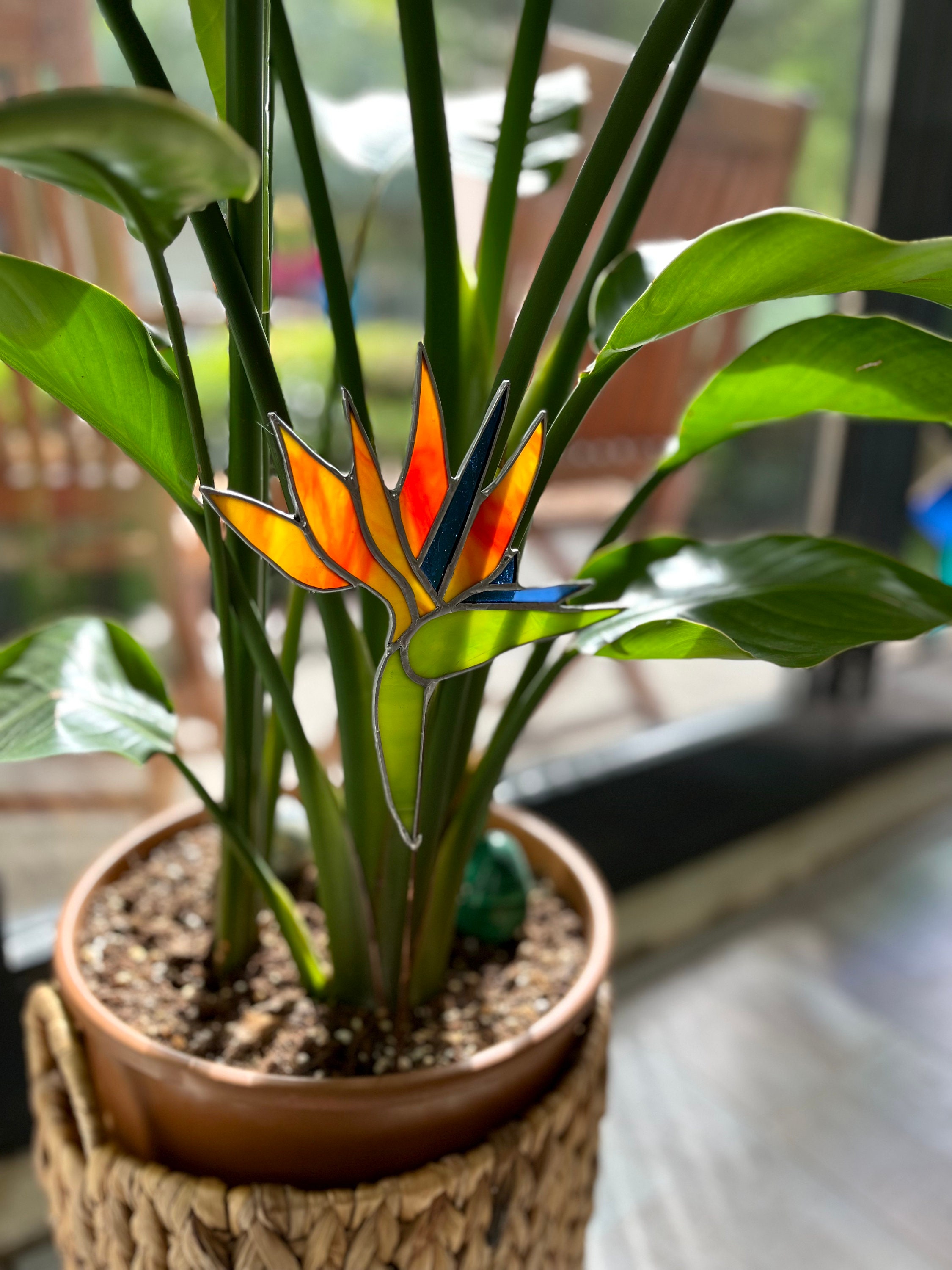 Bird of Paradise Flower Stained Glass Plant Stakes - Etsy