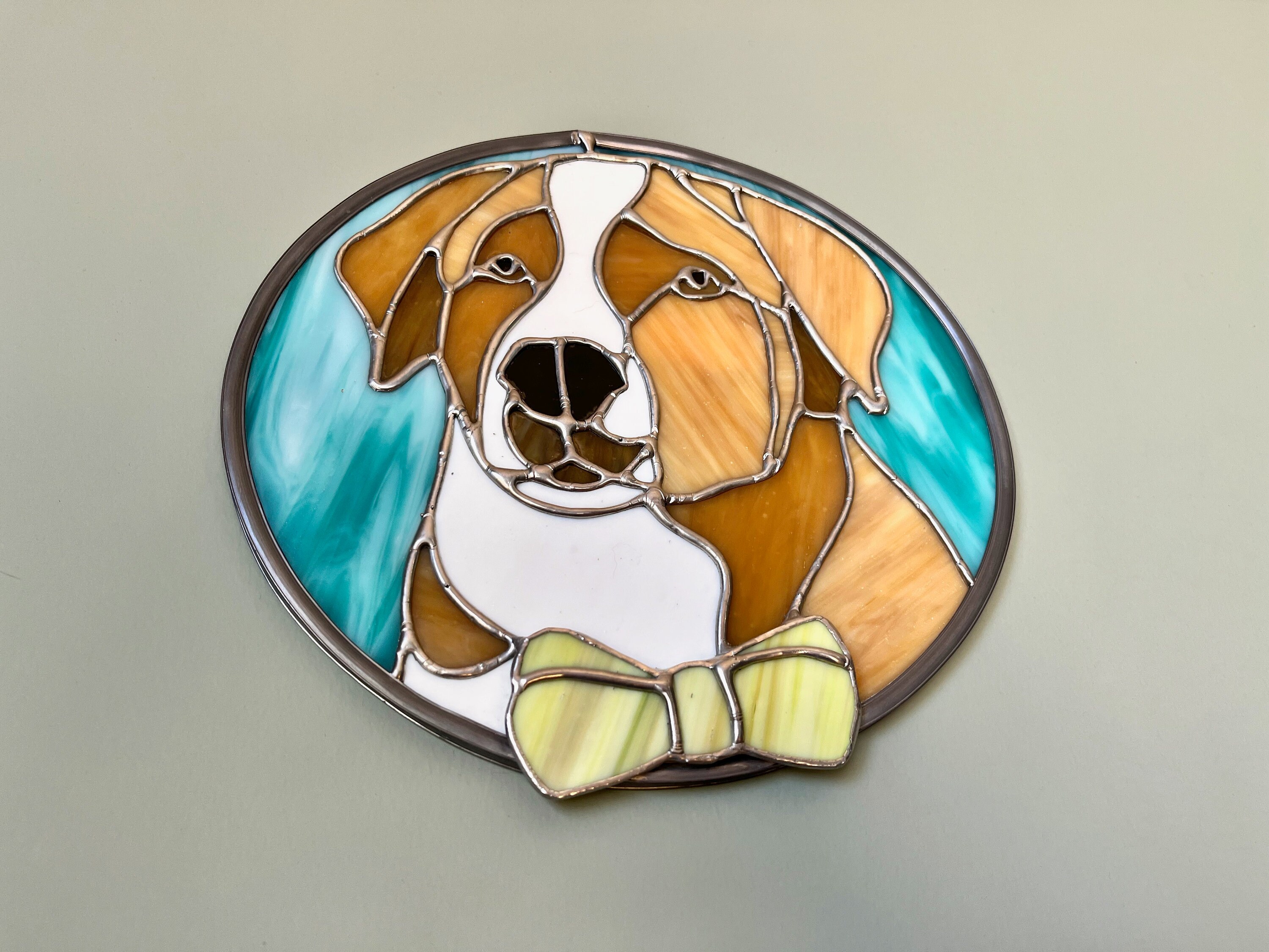 Stained Glass Custom Dog Portrait, Stained Glass Pet Portrait, Memorial ...