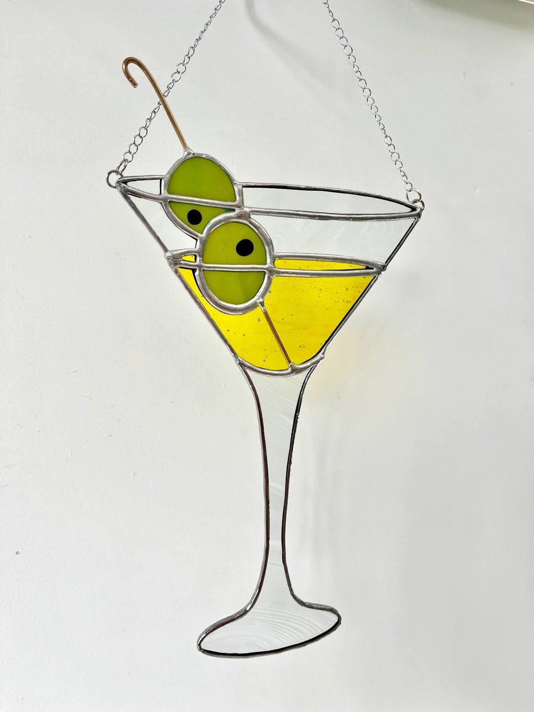 Martini Cocktail Stained Glass Window Hanging, Cocktail Decor, Martini ...