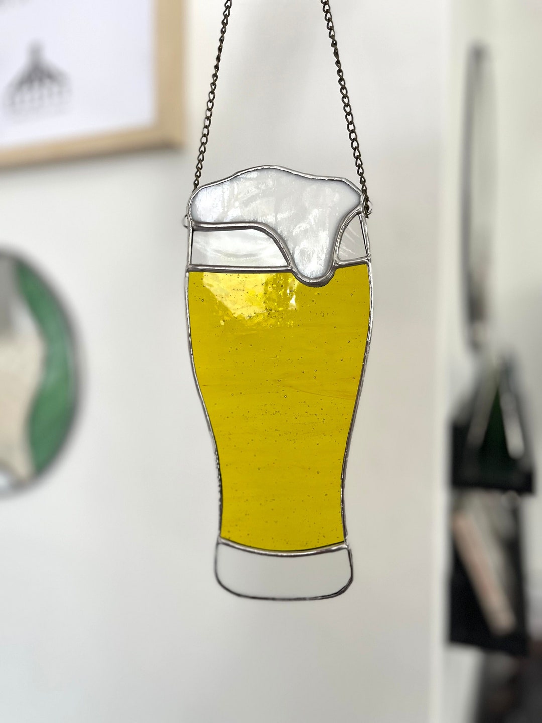 Beer Mug Stained Glass Suncatcher Glass Of Beer Window Hanging Beer Glass Window Hangings