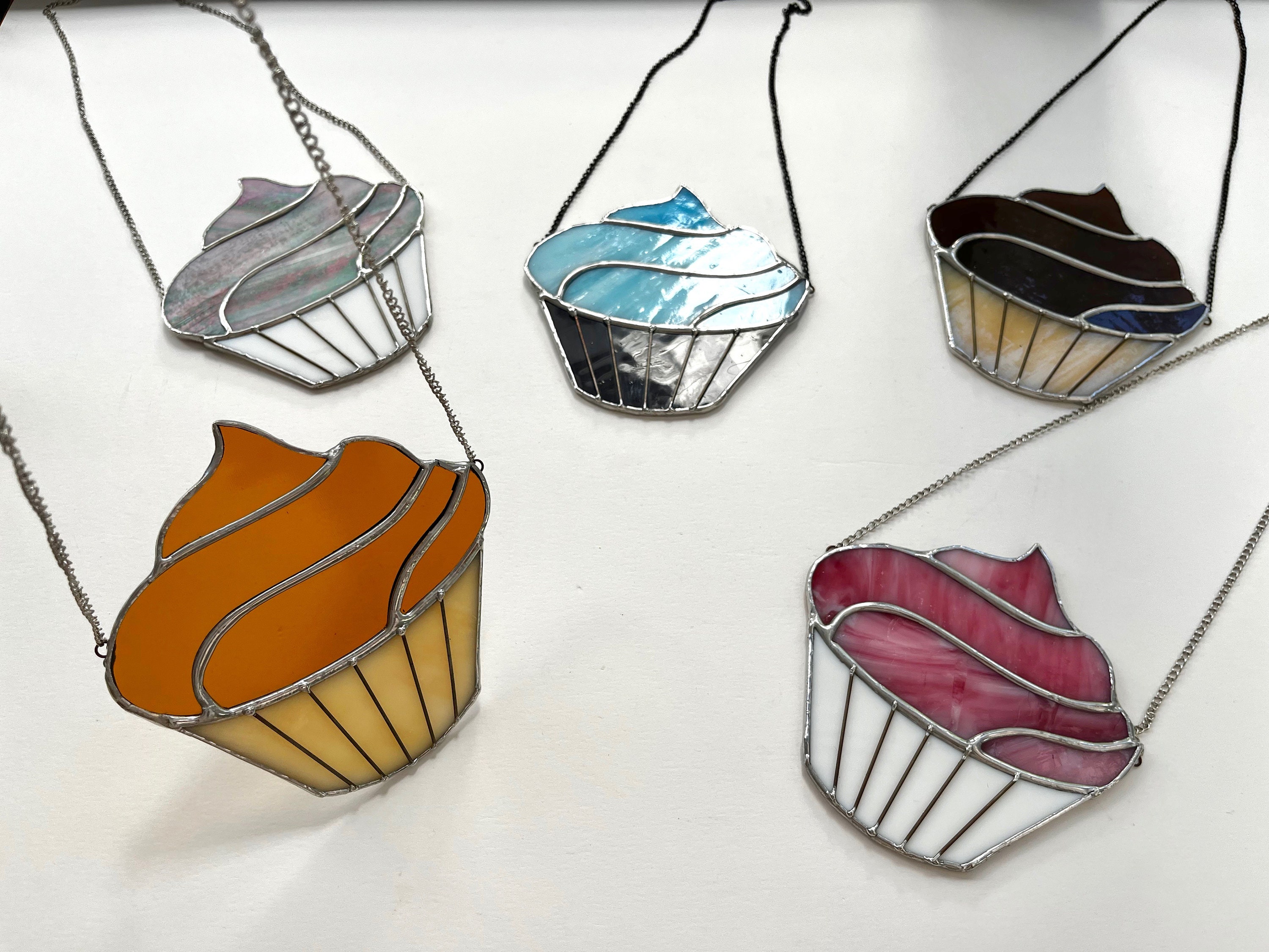 Cupcake Stained Glass Window Hanging, Muffin Suncatchers, Cupcake ...