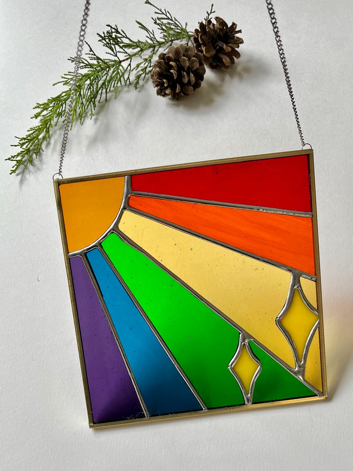 Rainbow Pride Suncatcher LGBTQ Rainbow Stained Glass Window - Etsy
