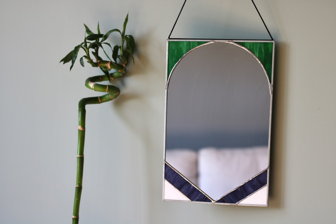 Stained Glass Mirror, Modern Wall Hangings, Mirror Wall Decor, Glass ...