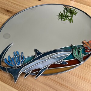 Thresher Shark Stained Glass Mirror: Coastal Living Room Decor - Etsy