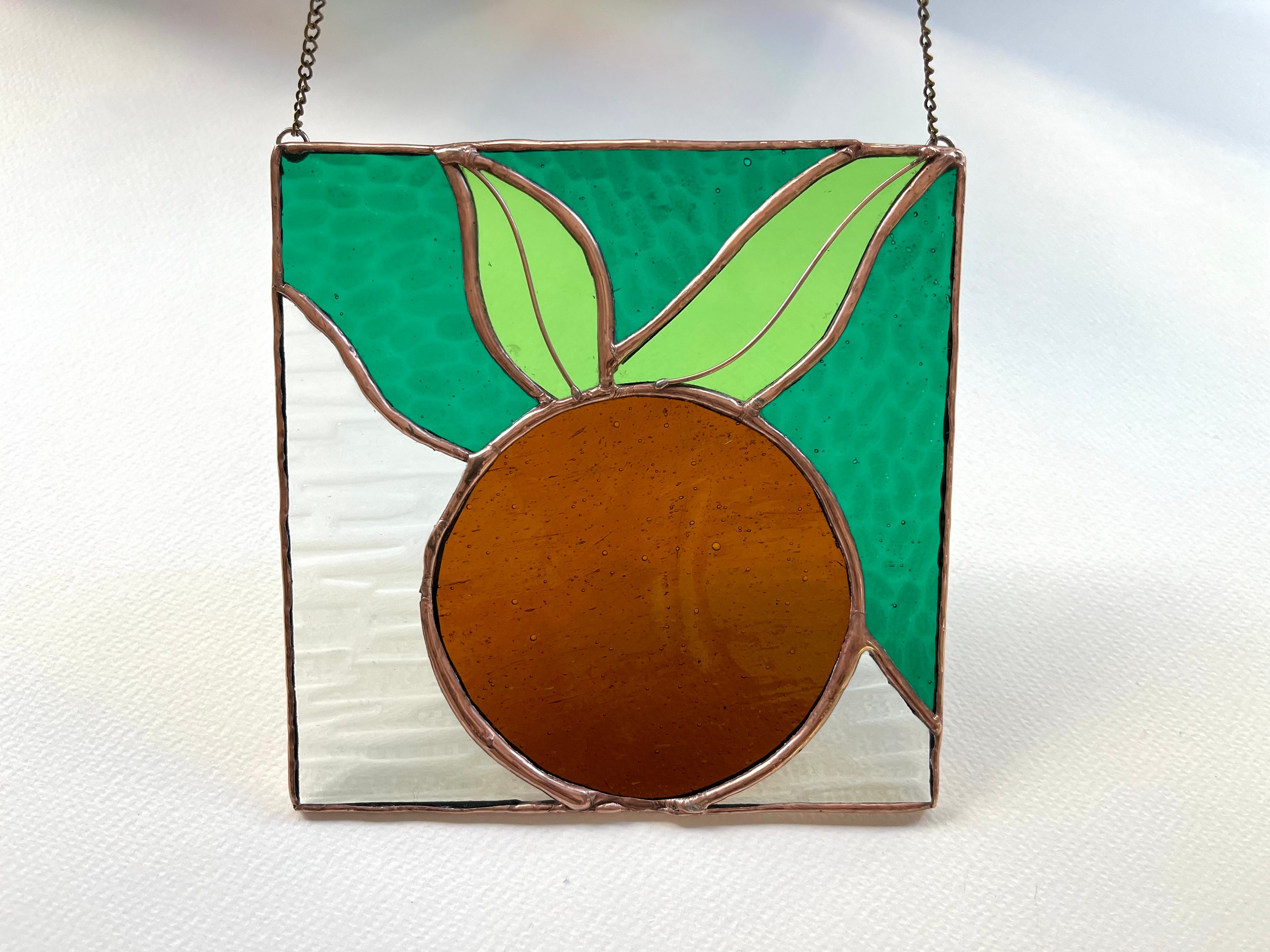 Orange Suncatcher Orange Stained Glass Window Hanging Modern - Etsy