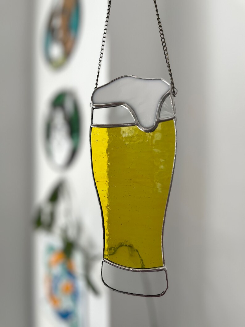 Beer Mug Stained Glass Suncatcher Glass Of Beer Window Hanging Beer Glass Window Hangings
