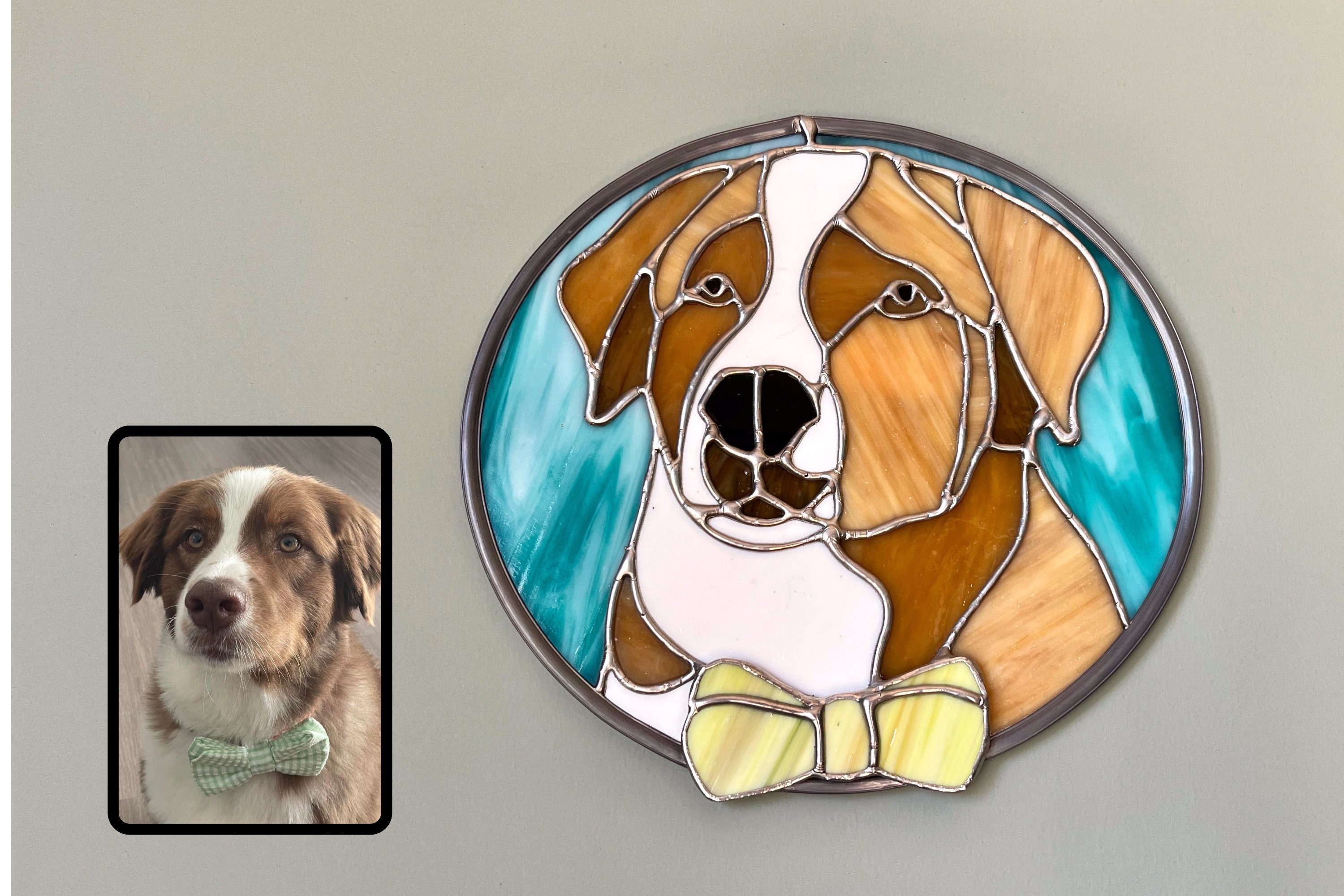 Stained Glass Custom Dog Portrait, Stained Glass Pet Portrait, Memorial ...