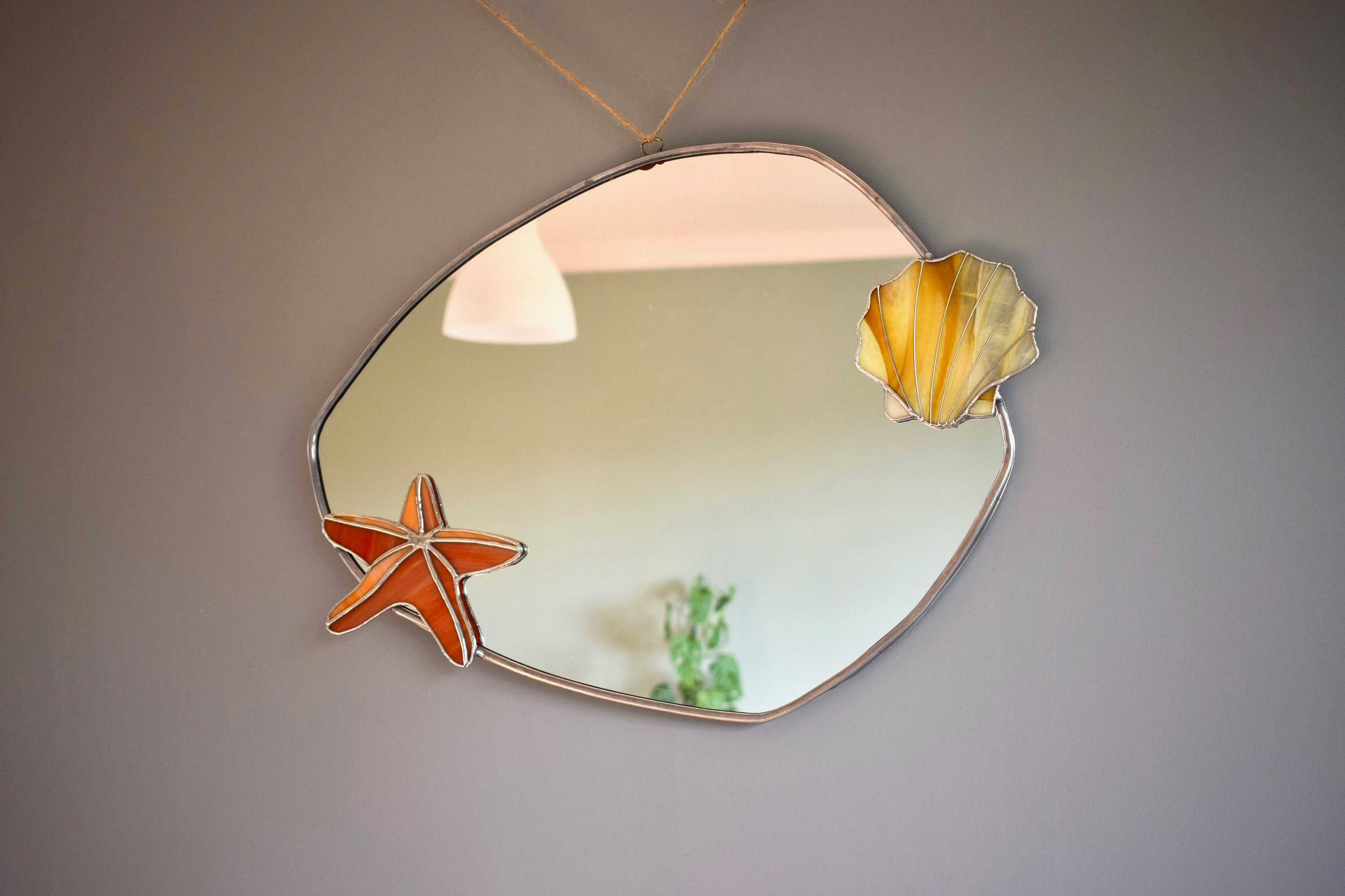Stained Glass Mirror Star Fish Asymmetrical Mirror Sea Shell - Etsy