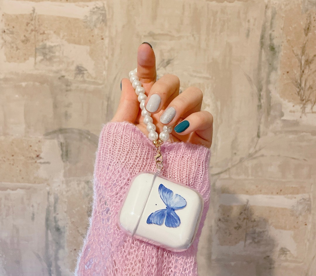 CUTE BUTTERFLY AirPod Case PEARL Strap - Etsy