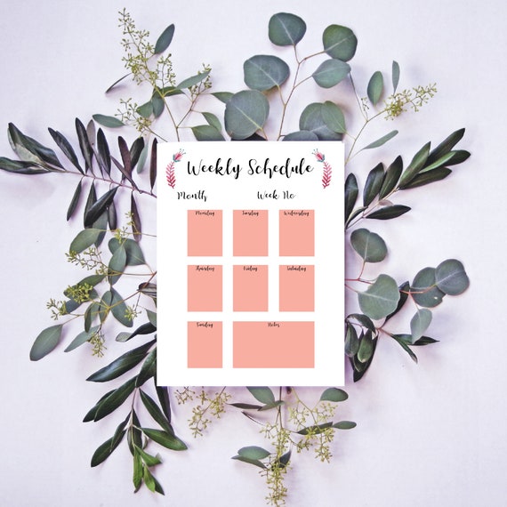 Pretty Pink Weekly Schedule Digital Printable Planner Floral - Etsy