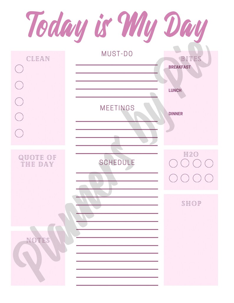 Today is My Day Daily Digital Printable Planner Page DIY Planner PFD ...