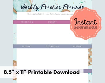 Music Practice Planner Printable | Musician Journal | Piano Violin ...