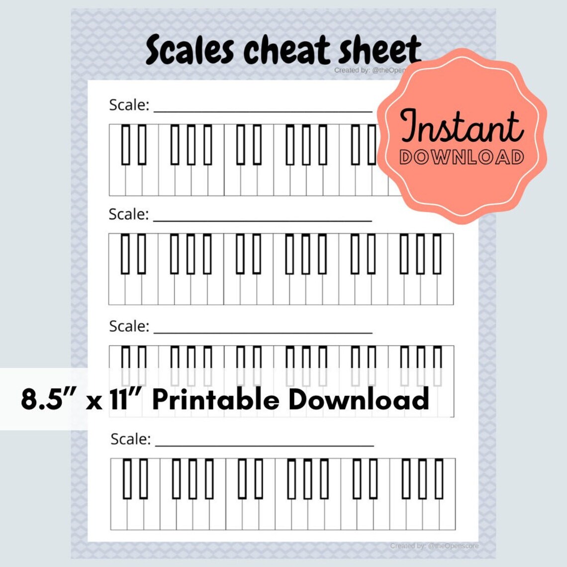 Blue Scales/chords Cheat Sheet Package - 2,3,4 Octave Layout - Etsy