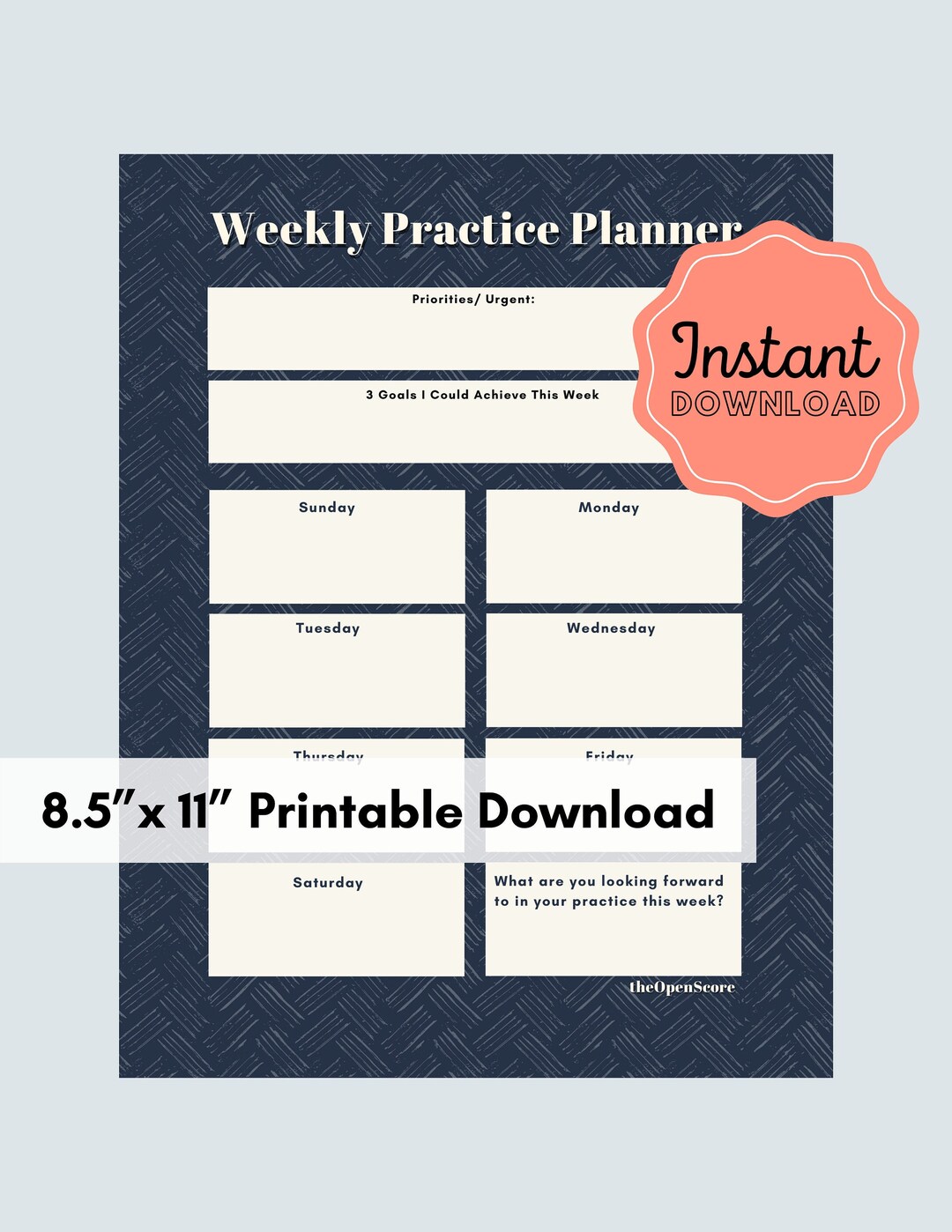 Simple Weekly Practice Planner/ Journal in Checkered Pattern - Etsy