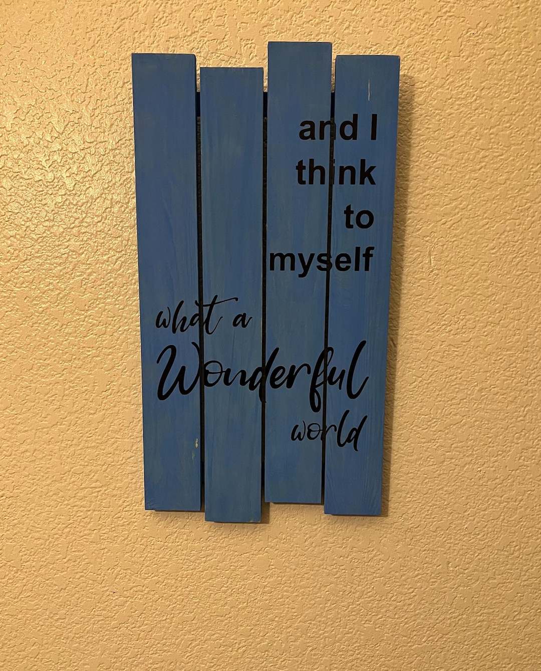 Slatted Wood Panel Sign Wonderful World - Etsy