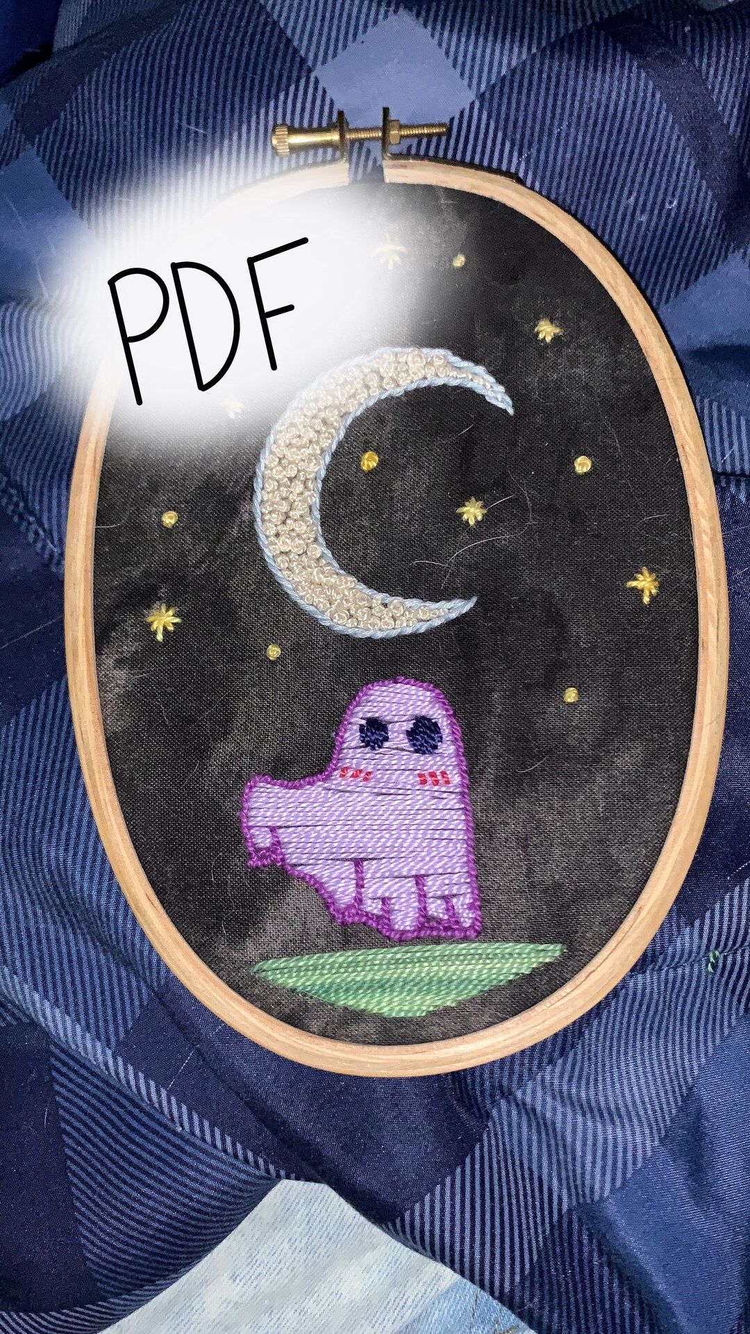 Digital PDF Pattern Cute Spooky Ghost Under a Moon Hand - Etsy
