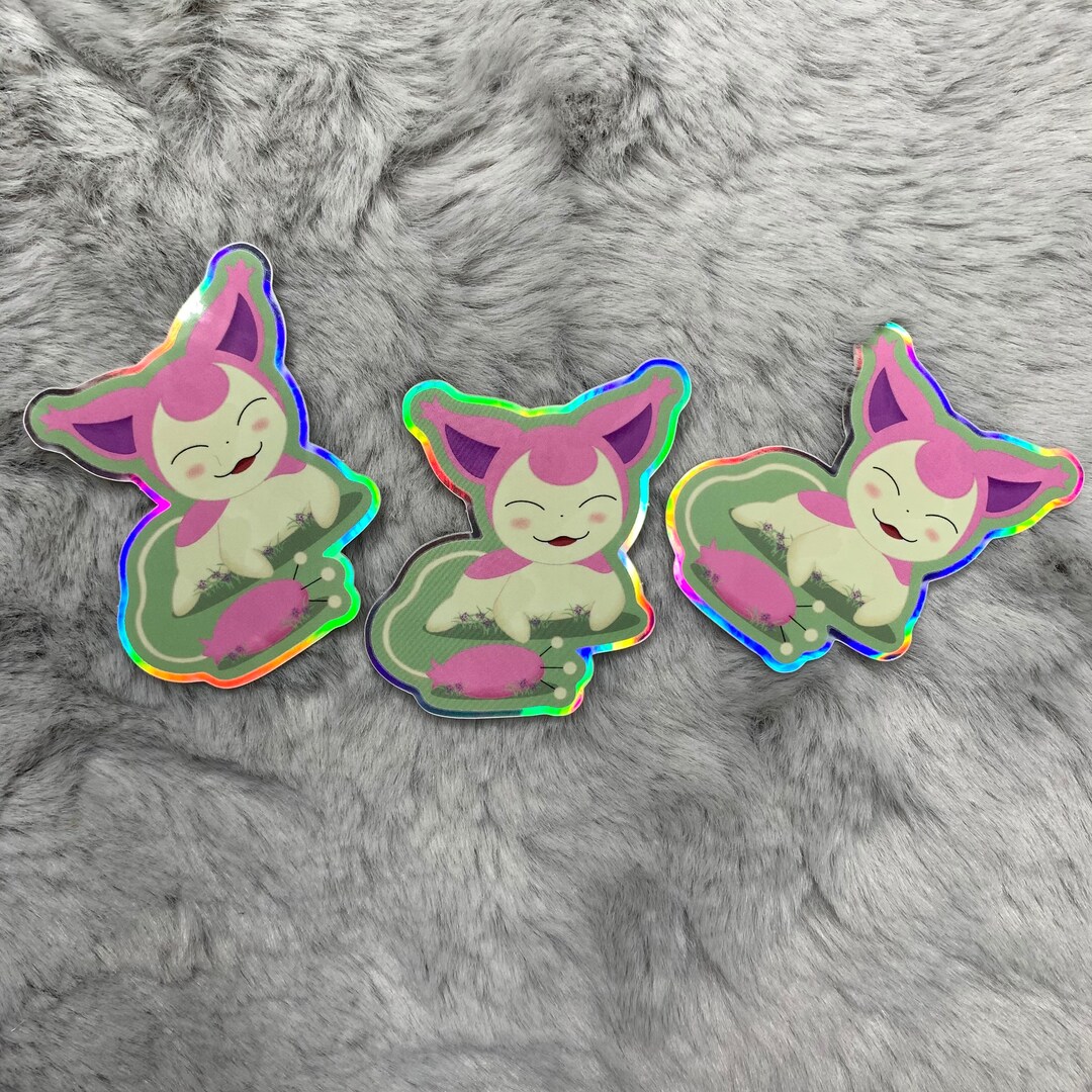 Shiny Holographic Skitty Pokémon Sticker - Etsy