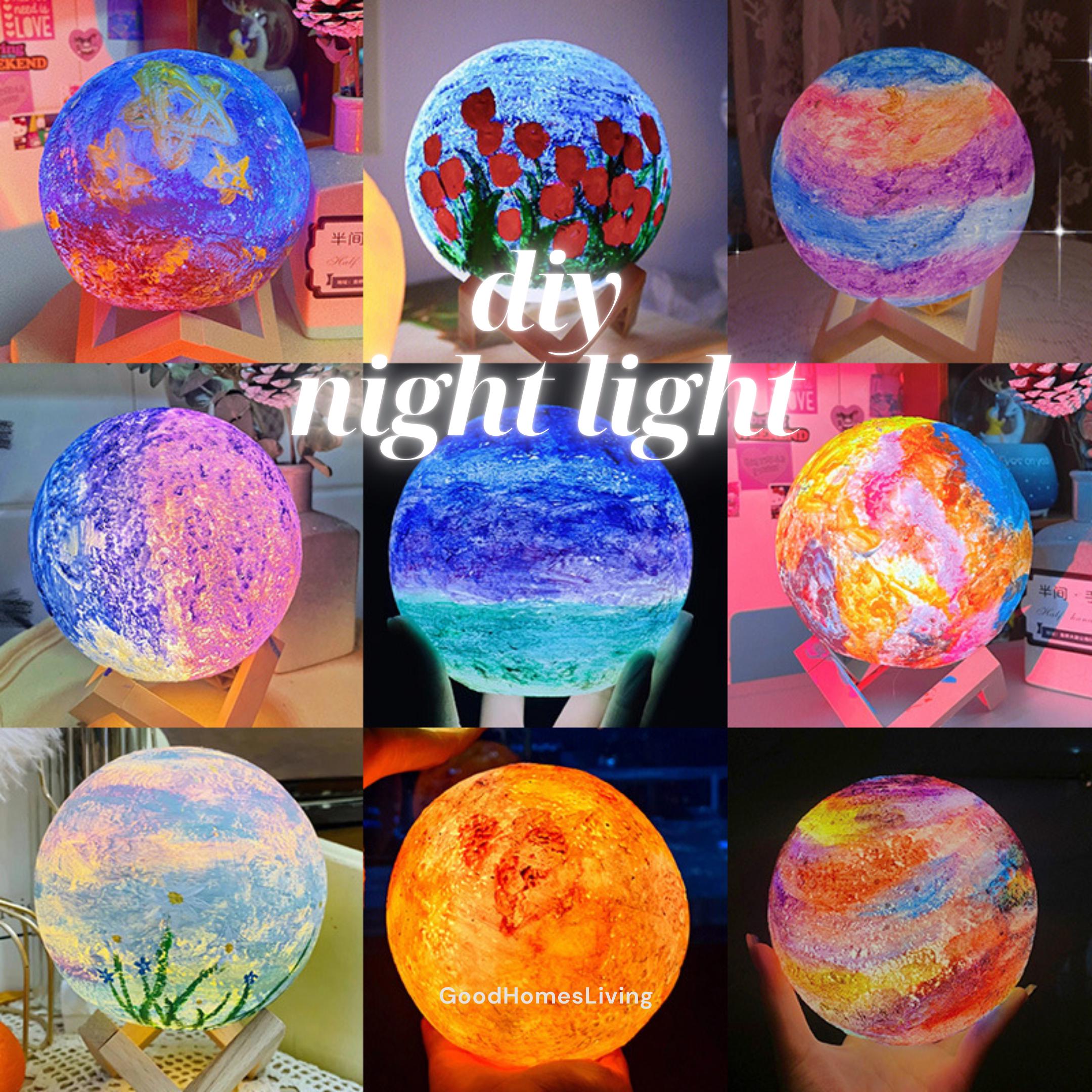 DIY Hand-painted Moon Lamp Night Light Parent-child Activity, Creative ...