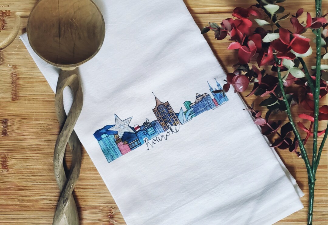 Roanoke, VA Skyline Tea Towel - Etsy