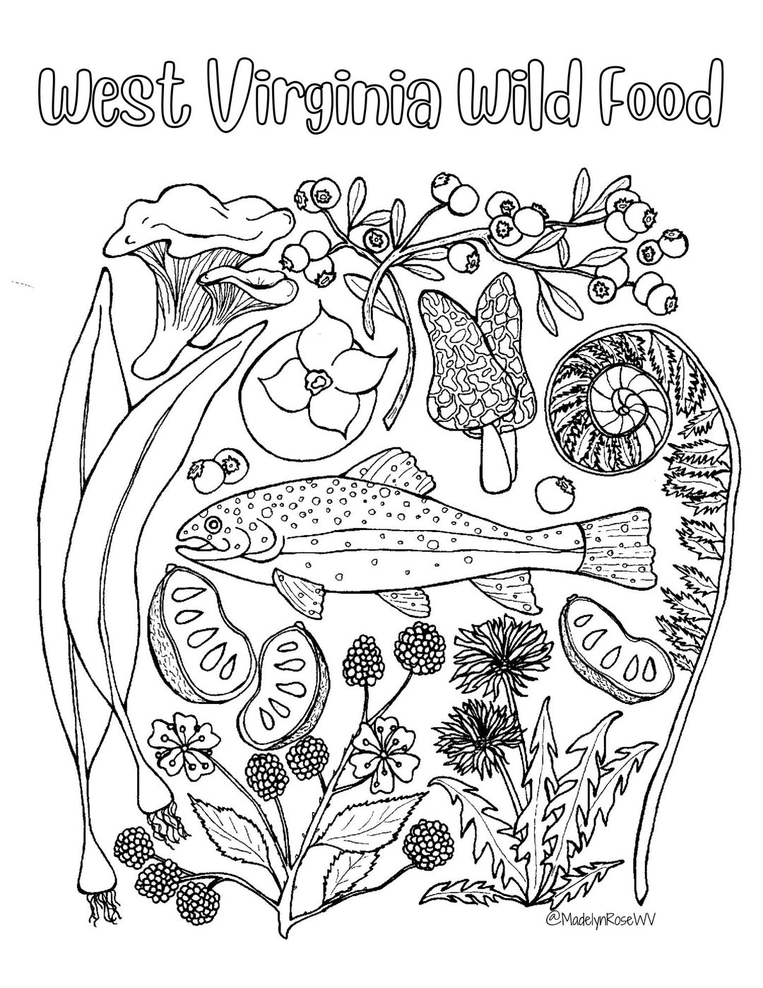 WV Wild Food Coloring Page - Etsy