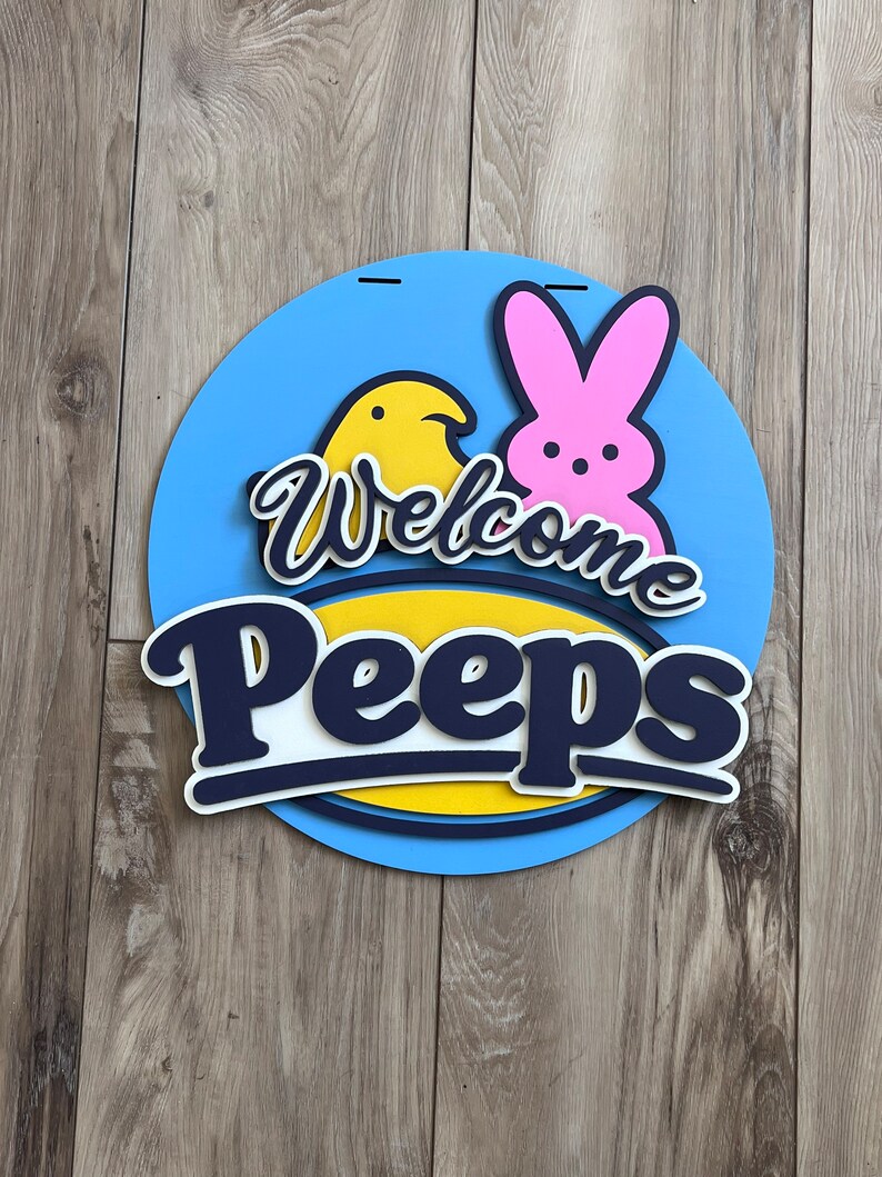 Welcome Peeps Door Hanger Sign - Etsy