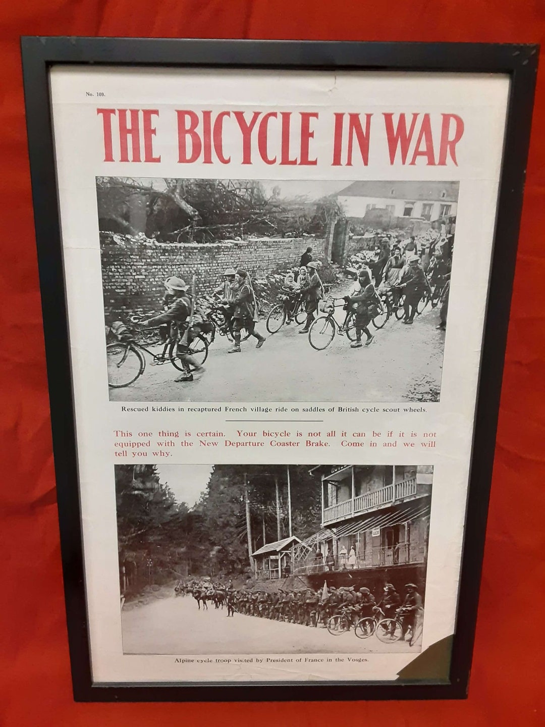 New Departure WWI Military Bicycle in War Coaster Break Ad Poster Phil ...
