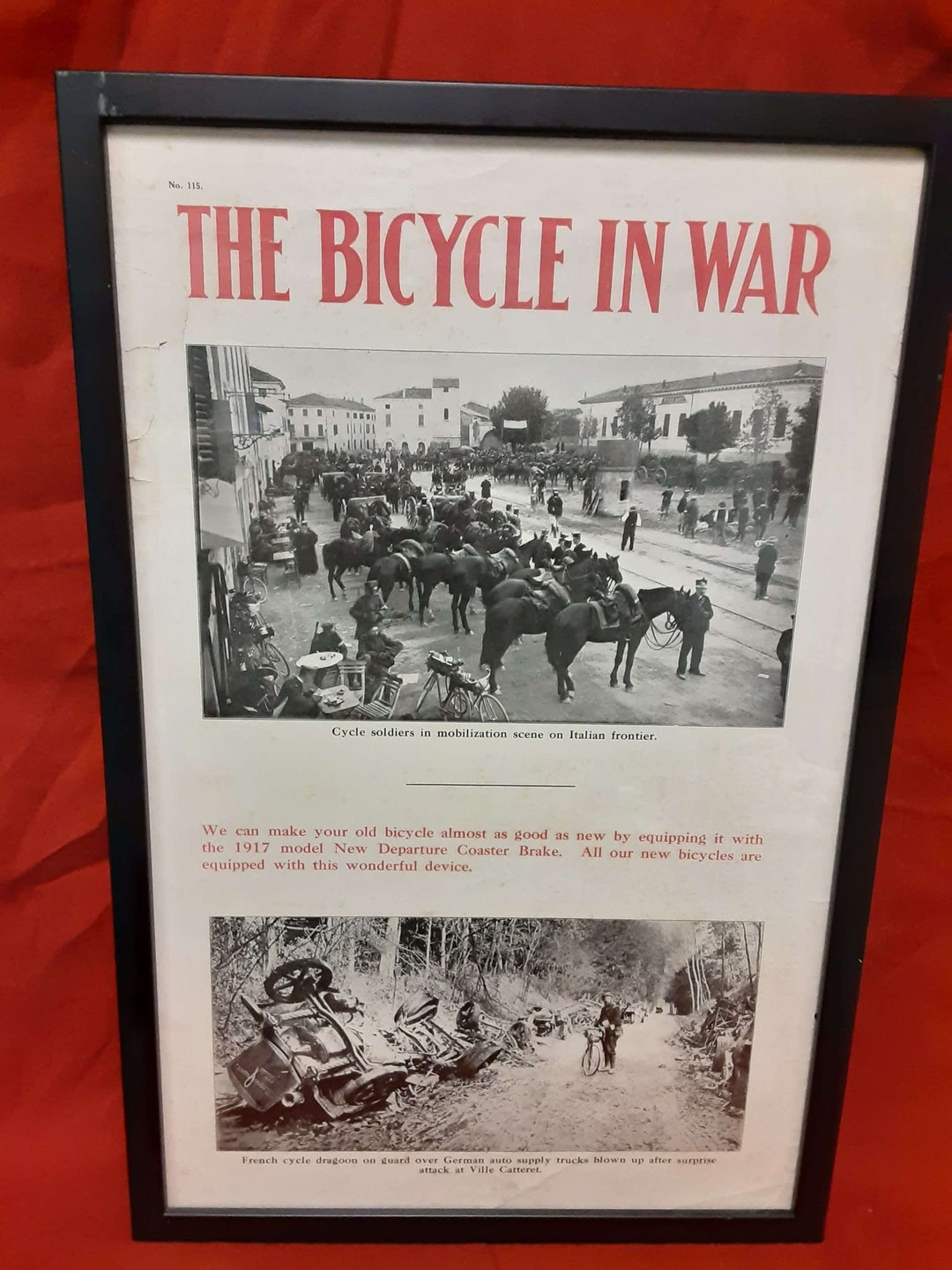 New Departure WWI Military Bicycle in War Coaster Break Ad Poster Phil ...