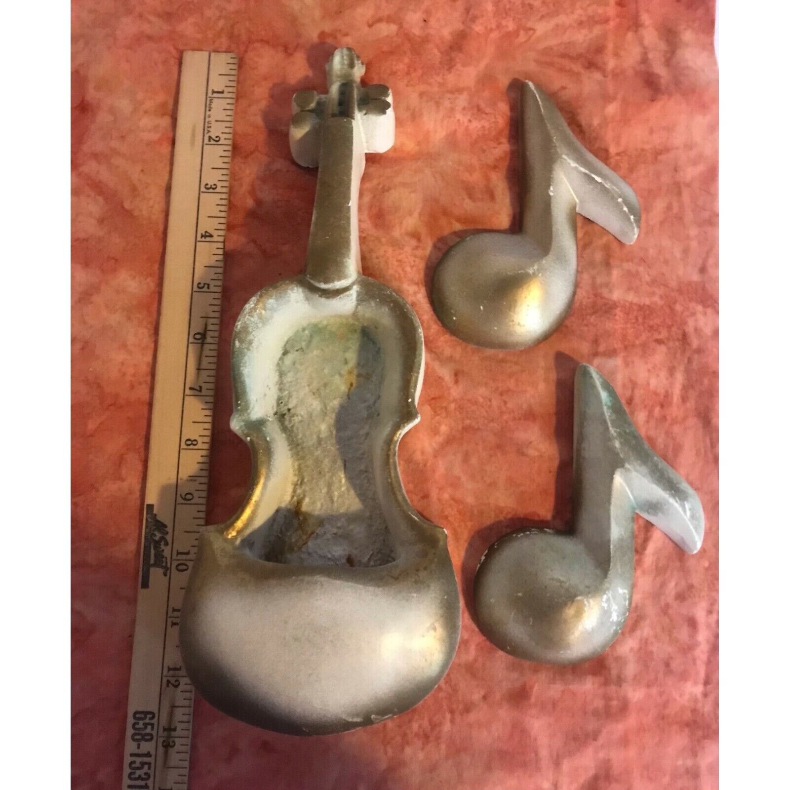 Vintage Chalkware Violin & Musical Note Shelf Set Mid Century Wall ...