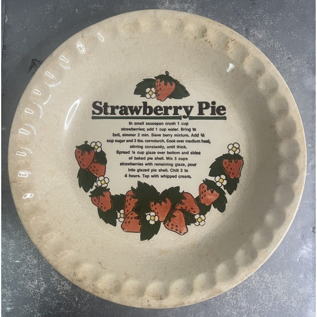 11" Vintage Large Ceramic Strawberry Pie Recipe Pie Plate Dish USA - Etsy