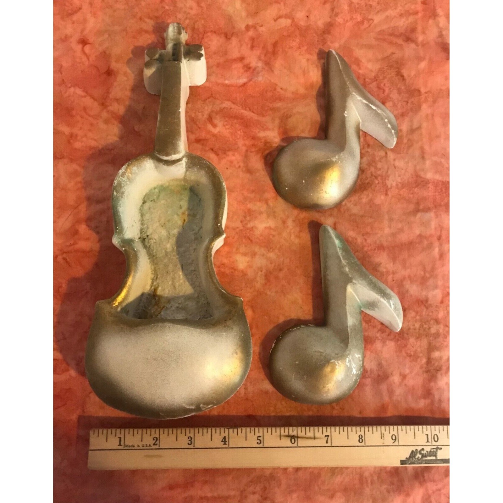 Vintage Chalkware Violin & Musical Note Shelf Set Mid Century Wall ...