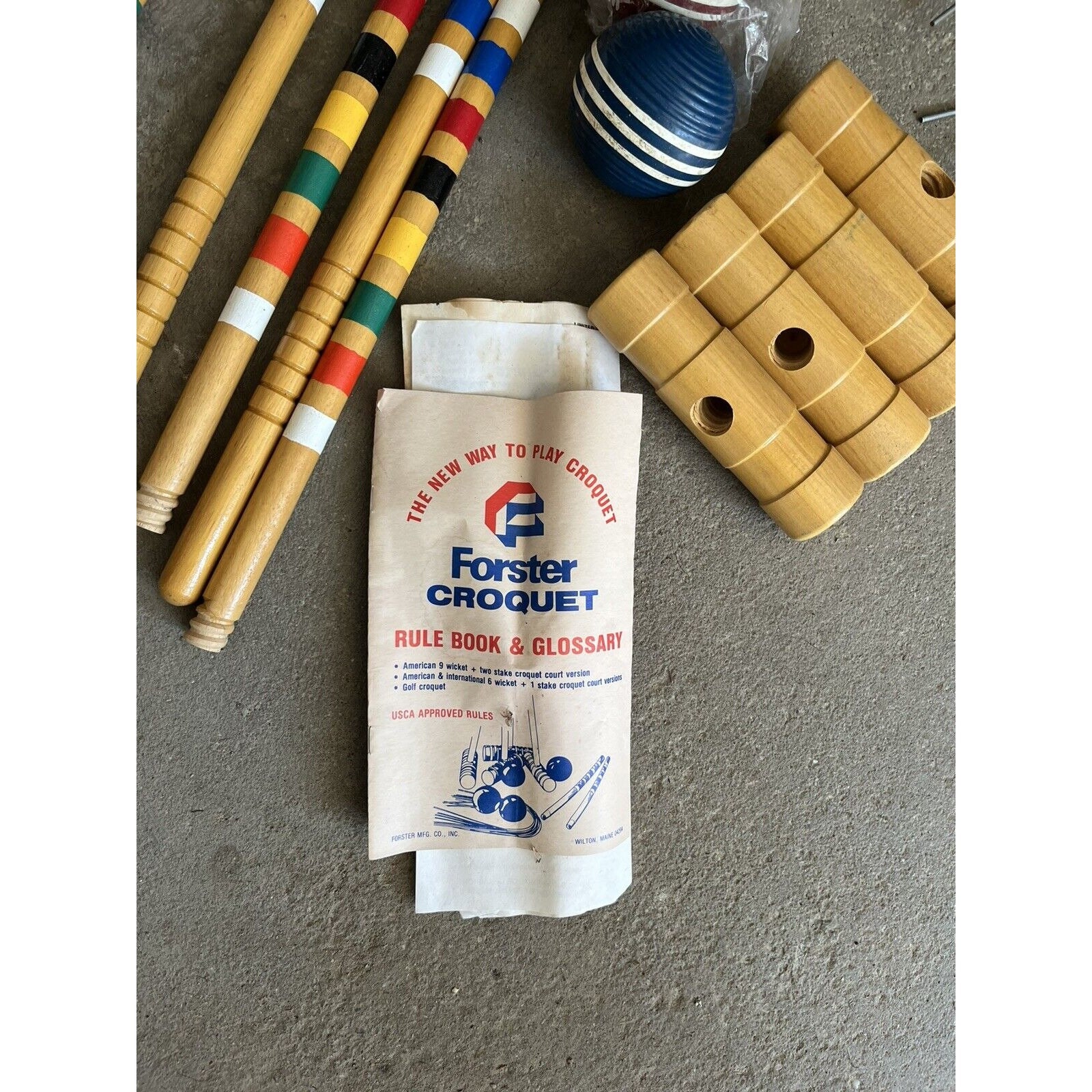 Vintage Forster Wooden Croquet Set 4 Player Kids 1987 USA Outdoor Lawn ...