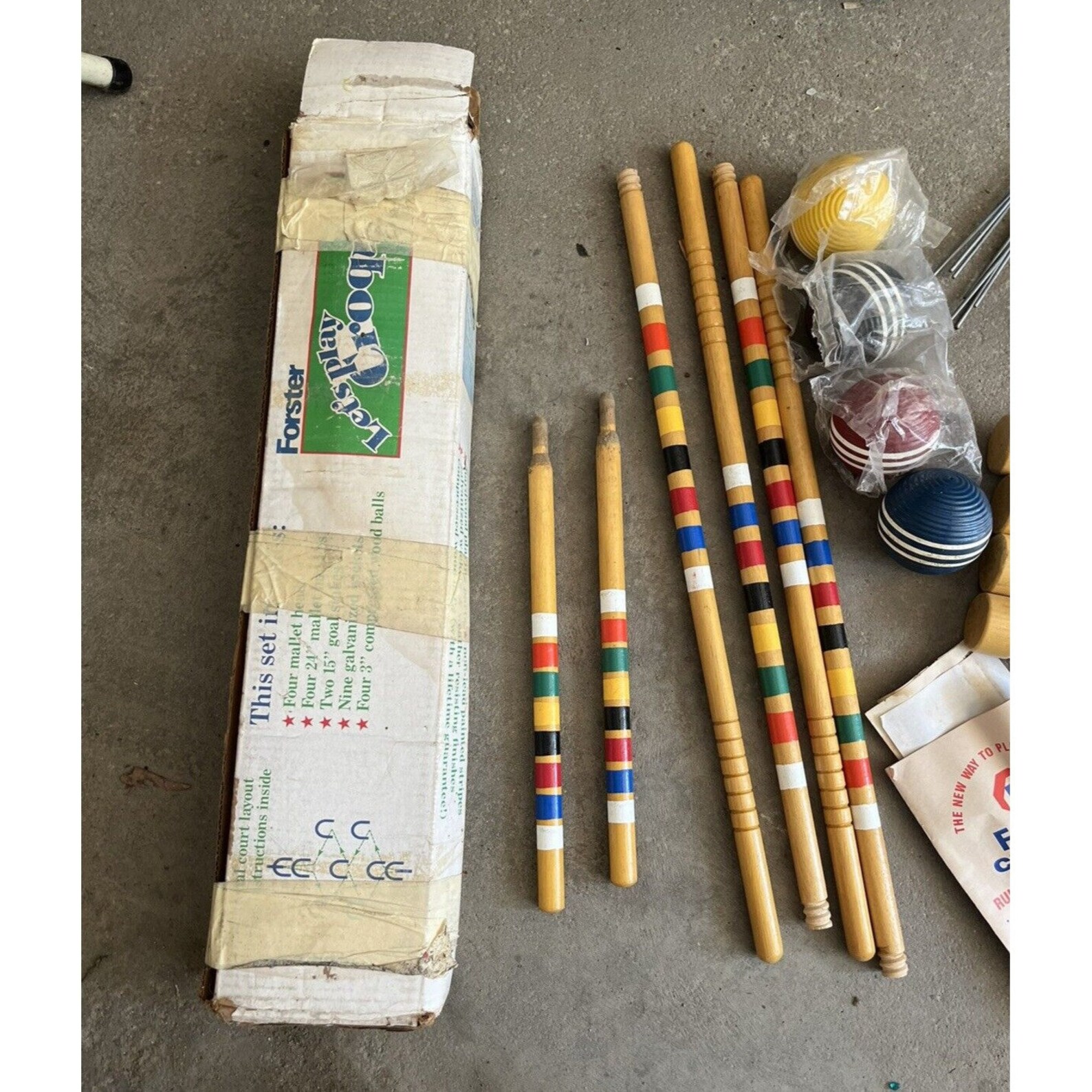 Vintage Forster Wooden Croquet Set 4 Player Kids 1987 USA Outdoor Lawn ...