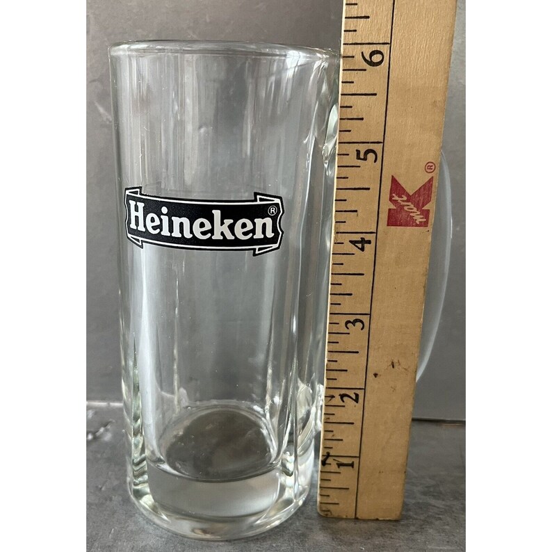 Vintage Heineken 1974 Logo Heavy Clear Glass Tall Beer Mug 6 Set of 2 ...