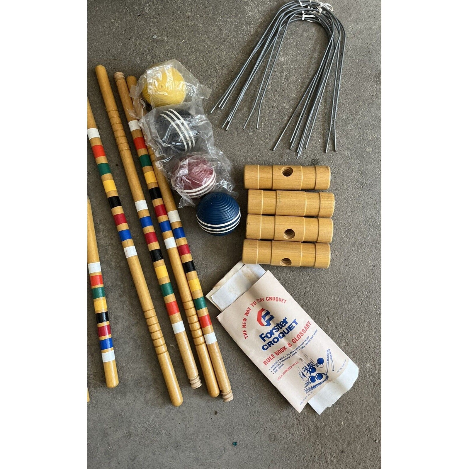 Vintage Forster Wooden Croquet Set 4 Player Kids 1987 USA Outdoor Lawn ...