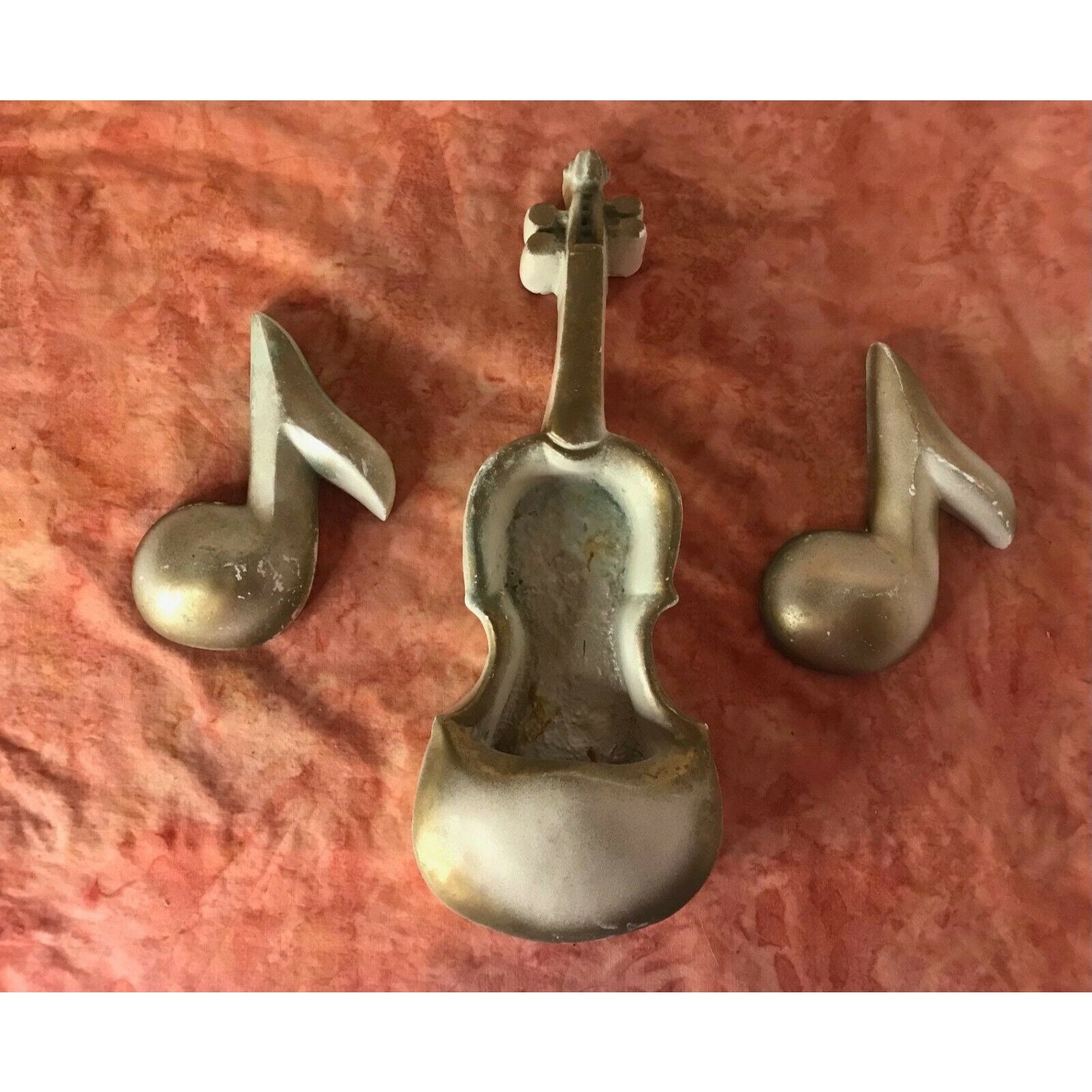 Vintage Chalkware Violin & Musical Note Shelf Set Mid Century Wall ...