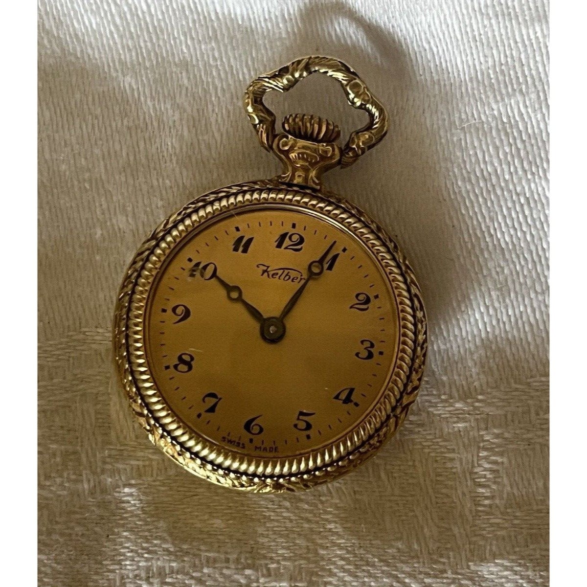 Vintage Kelbert Swiss Pocket Watch Gold Tone - Floral Back - Etsy