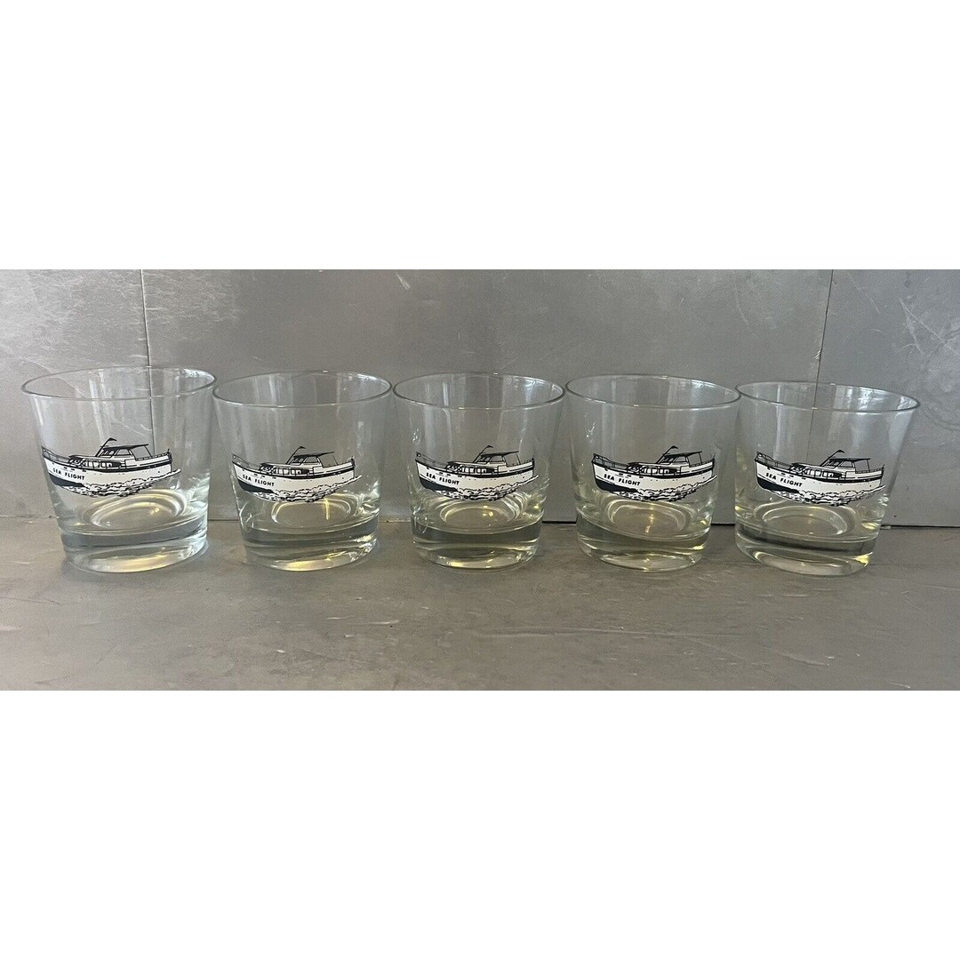 Old Fashioned Rocks Bar Glasses Motor Yacht Boat Barware Set of 5 - Etsy