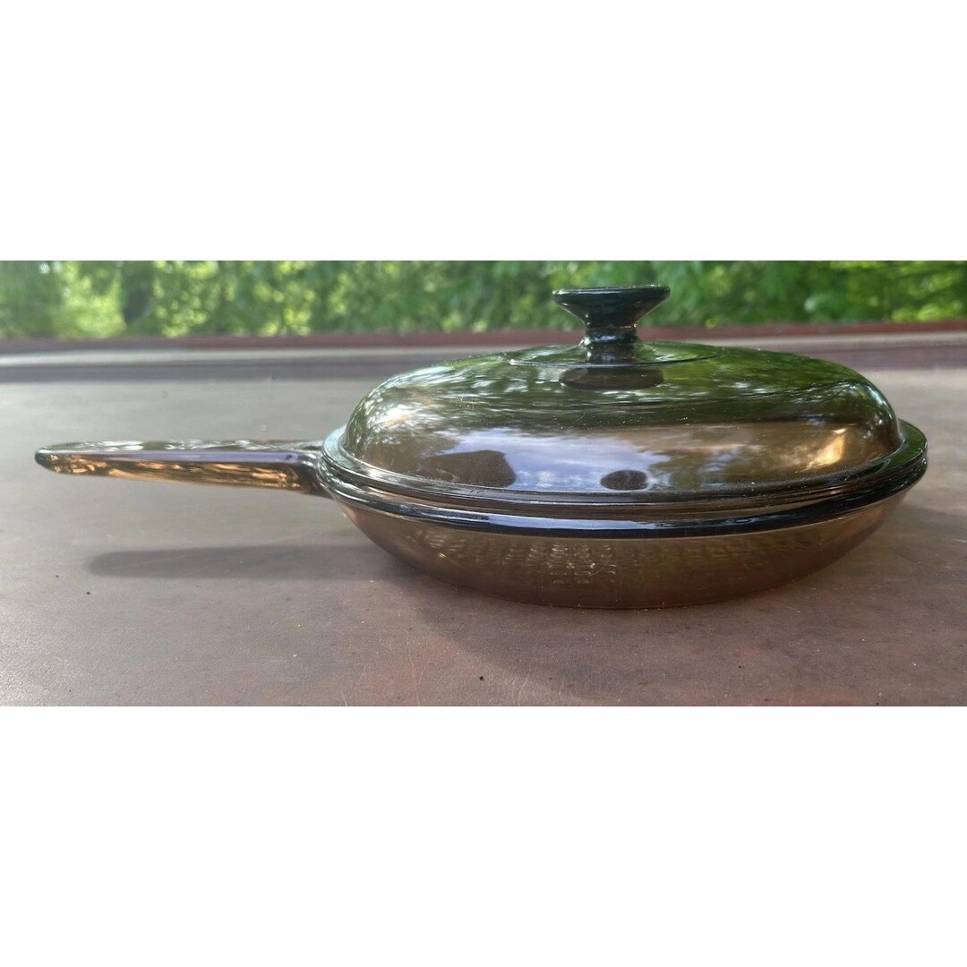 VTG Corning Vision Ware 10" Frying Pan W/lid Skillet Amber France ...