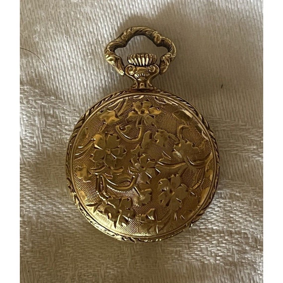 Vintage Kelbert Swiss Pocket Watch Gold Tone - Floral… - Gem