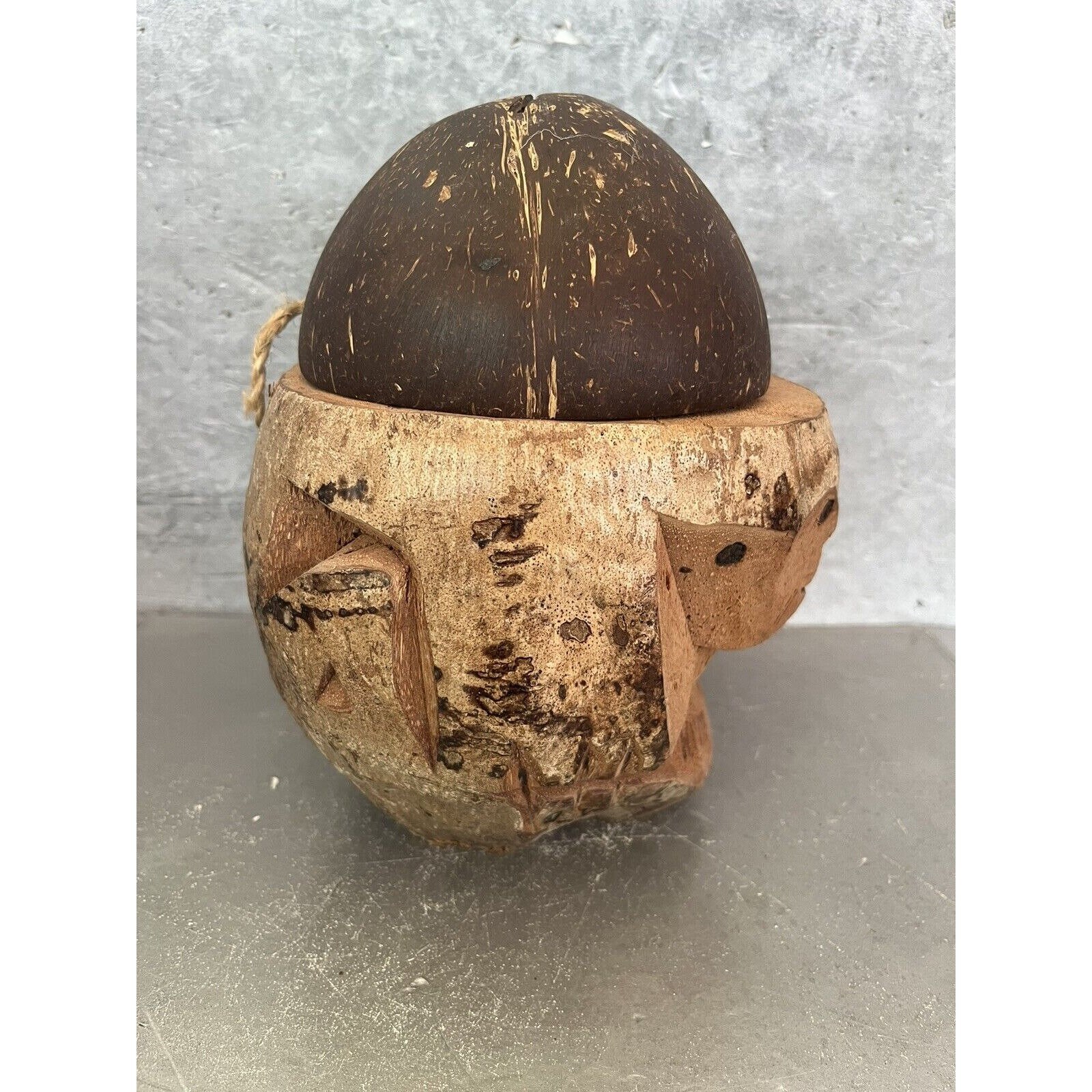 Vintage Carved Coconut Monkey Head Bank Hawaii Tiki Bar Hawaiian Decor ...