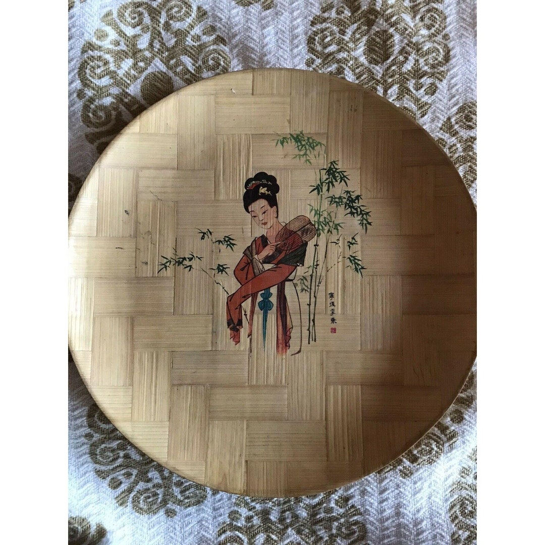 Authentic Vtg Bamboo Plate Legend of Hsi-shih Historical Asian ...
