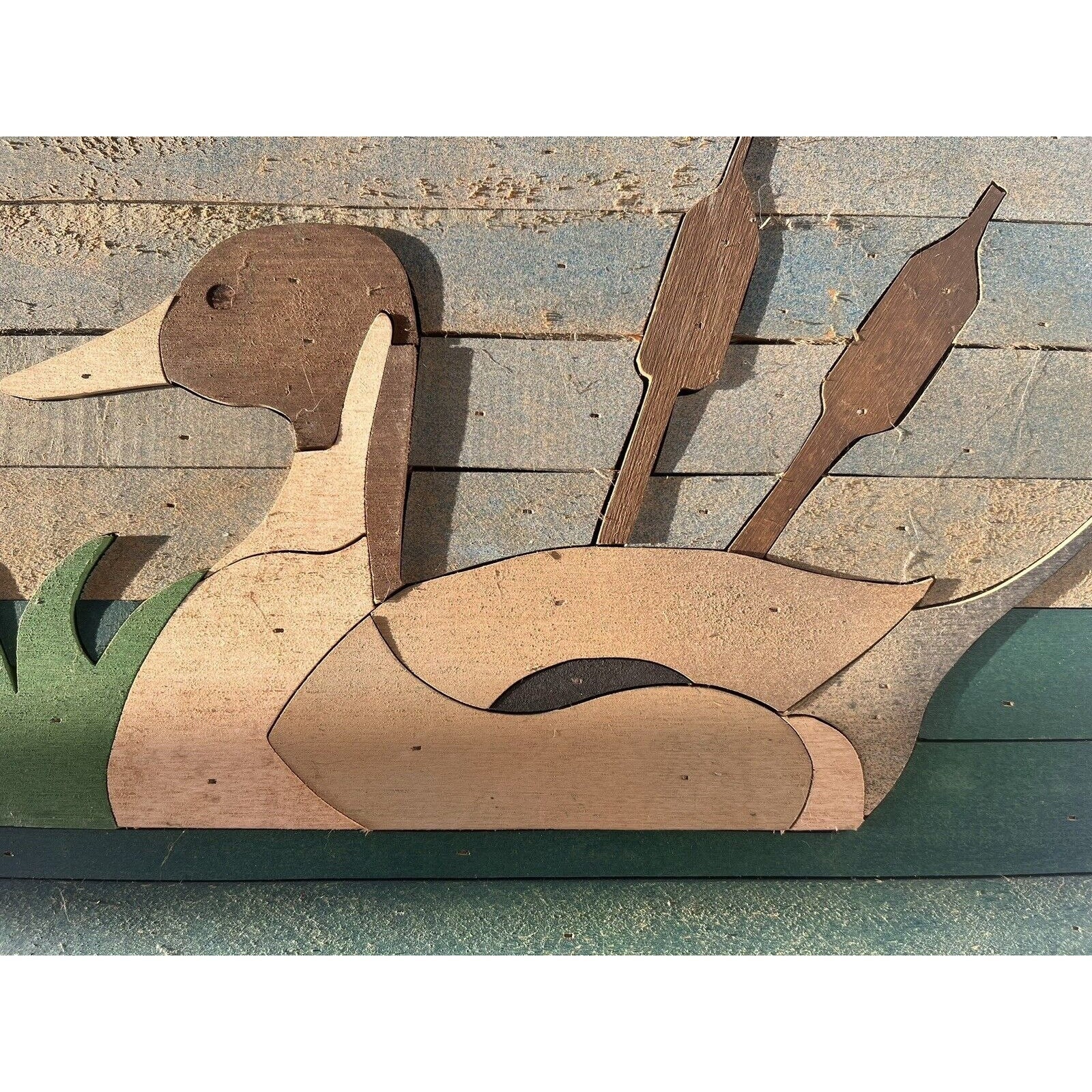 Wood Duck/cattail Art Picture Wood Frame Slat Sunset Workshop - Etsy