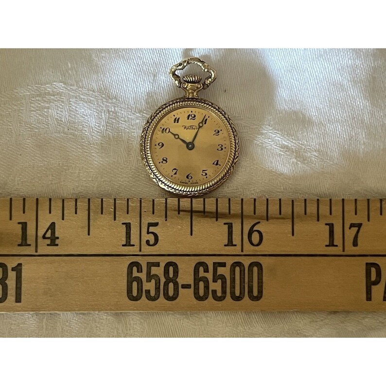 Vintage Kelbert Swiss Pocket Watch Gold Tone - Floral Back - Etsy
