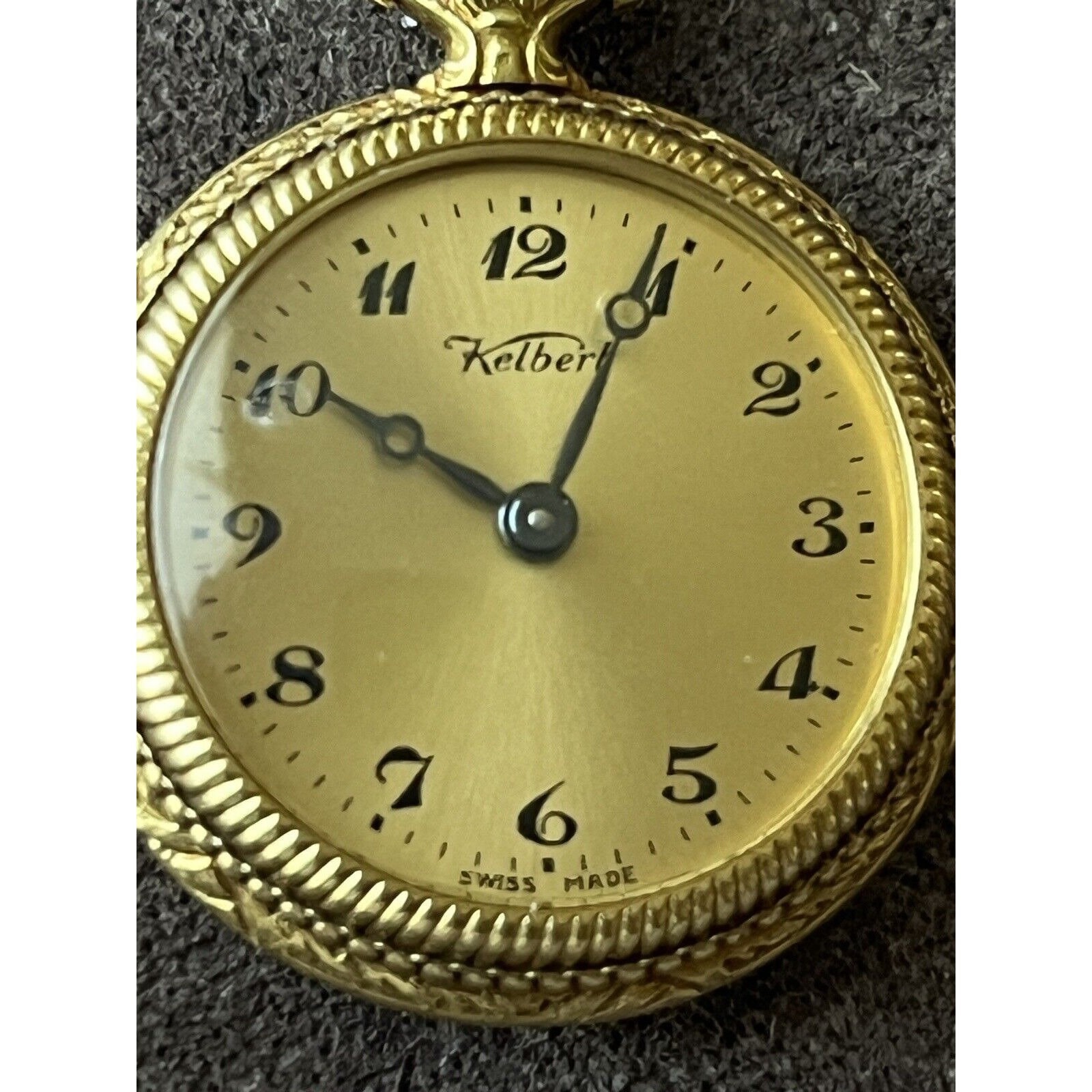 Vintage Kelbert Swiss Pocket Watch Gold Tone - Floral Back - Etsy